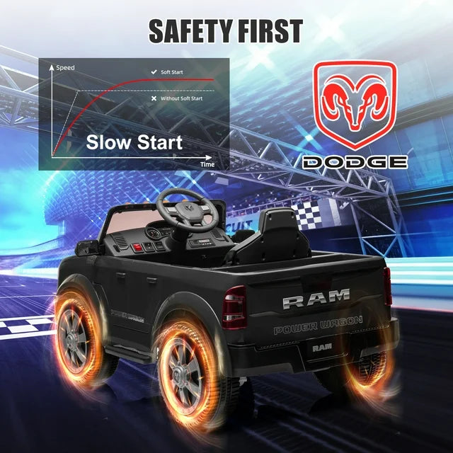 Dodge RAM Ride on Car, 12V Powered Ride on Toy with Remote Control, Re ...