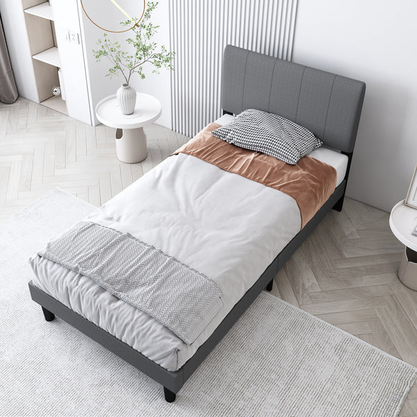 Modern Upholstered Platform Twin Bed Frame, Heavy Duty Twin Bed Frame ...